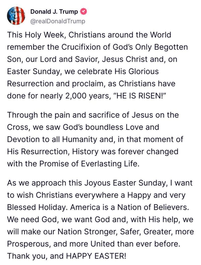 Trump Issues Easter Proclamation, Prepares ‘Extraordinary’ Holy Week ...